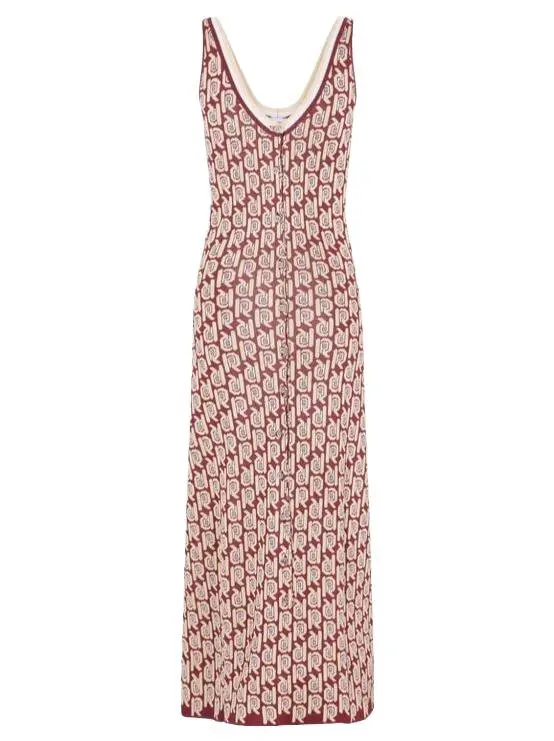 Rabanne Monogram Pattern Scoop Neck Sleeveless Maxi Dress - Nude
