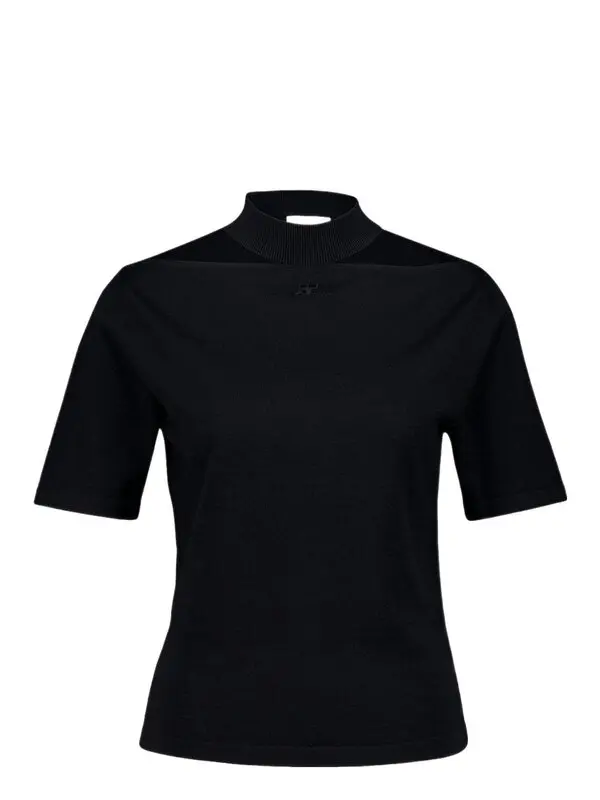COURREGES Cut-out Merino Wool T-shirt - Black