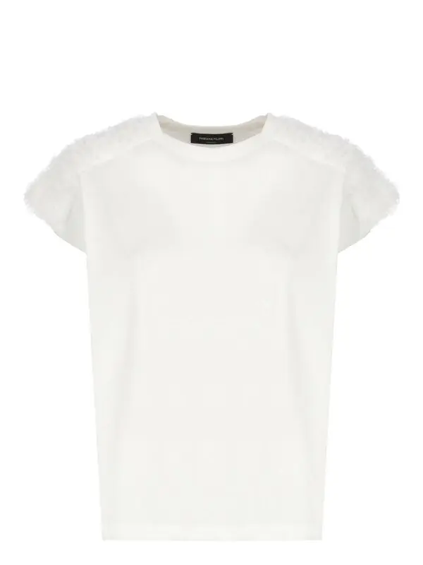 Fabiana Filippi Tulle Detailed T-shirt - White