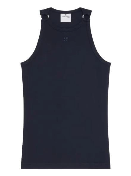 COURREGES Courrèges Buckled Ribbed Tank Top - Navy
