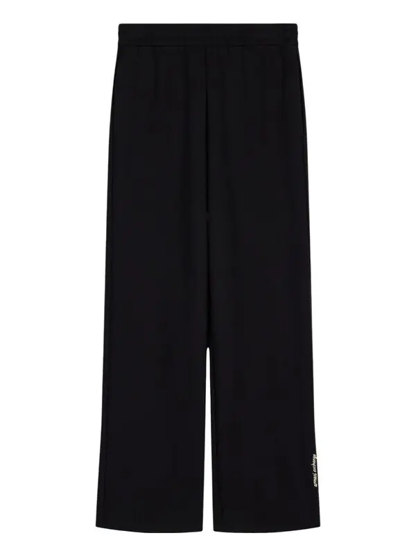 Armani Exchange Elastic Waist Trousers With Raised Logo Detail - Black