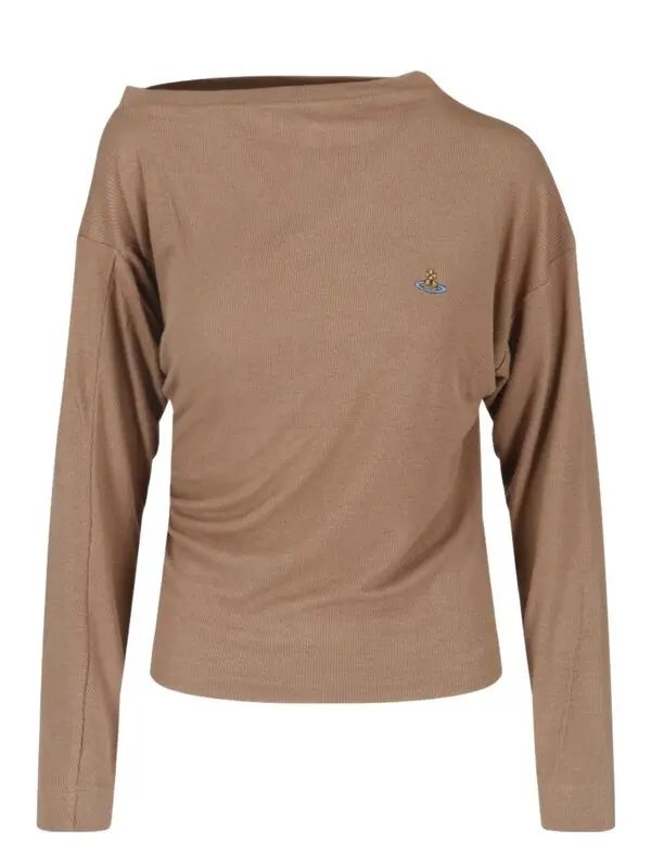 VIVIENNE WESTWOOD Hebo Orb-embroidered Draped Top - Brown