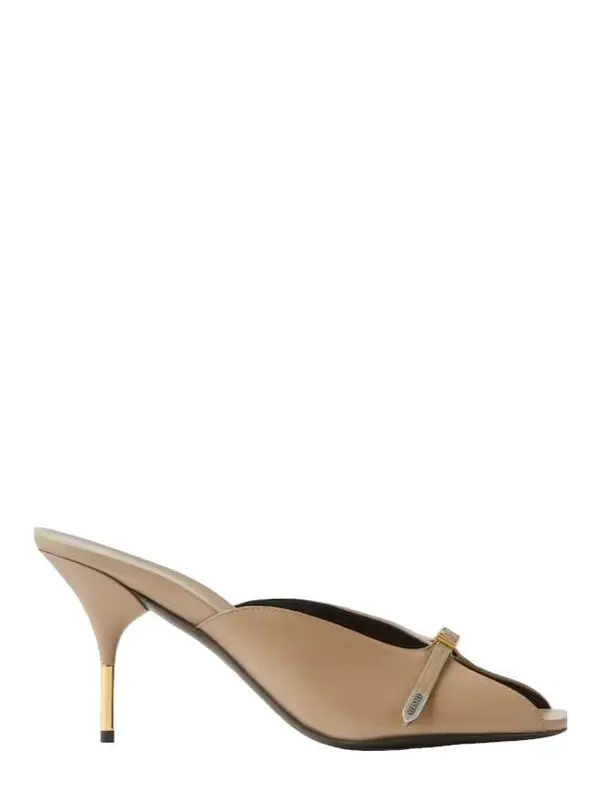 Versace Nyx Leather Mules 80mm - Beige