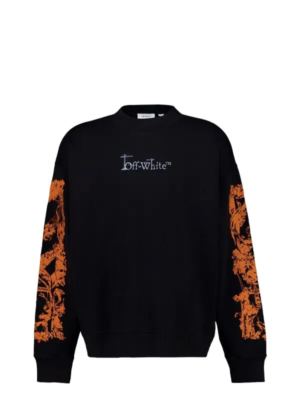 Off-White Long-sleeve Sweatshirt With Graphic Print - Black