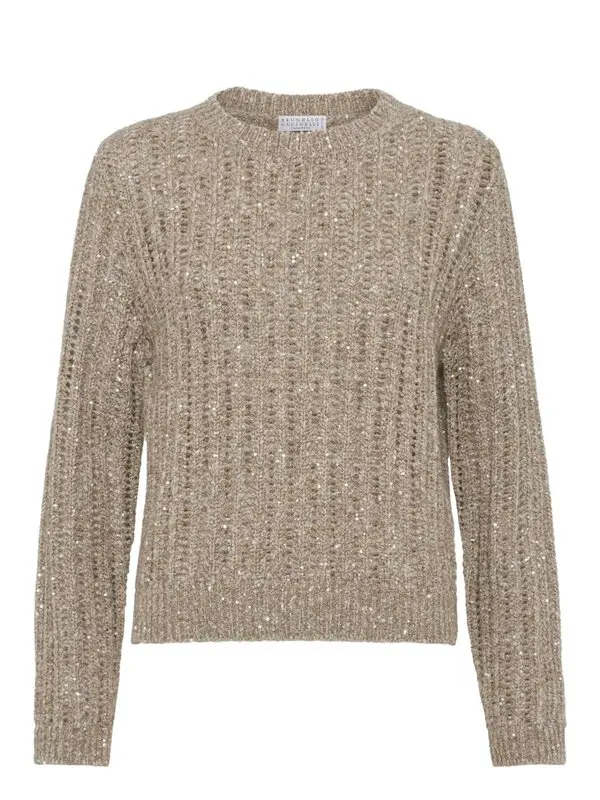 Brunello Cucinelli Long Sleeved Knitted Jumper - Nude