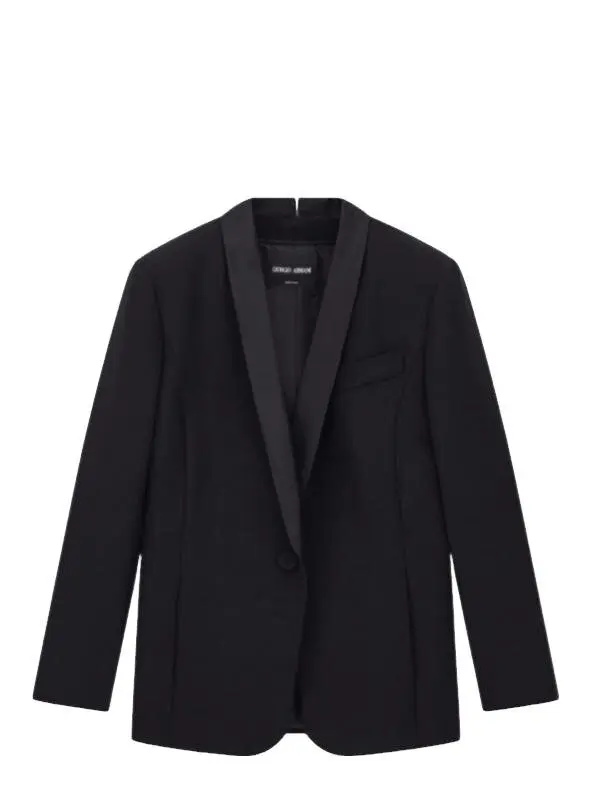 Giorgio Armani Silk Cady Tuxedo Jacket With Satin Shawl Collar - Black