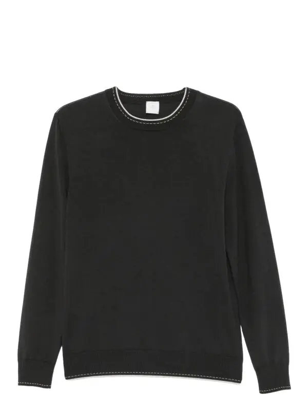 Eleventy Contrast-trim Wool Sweater - Black