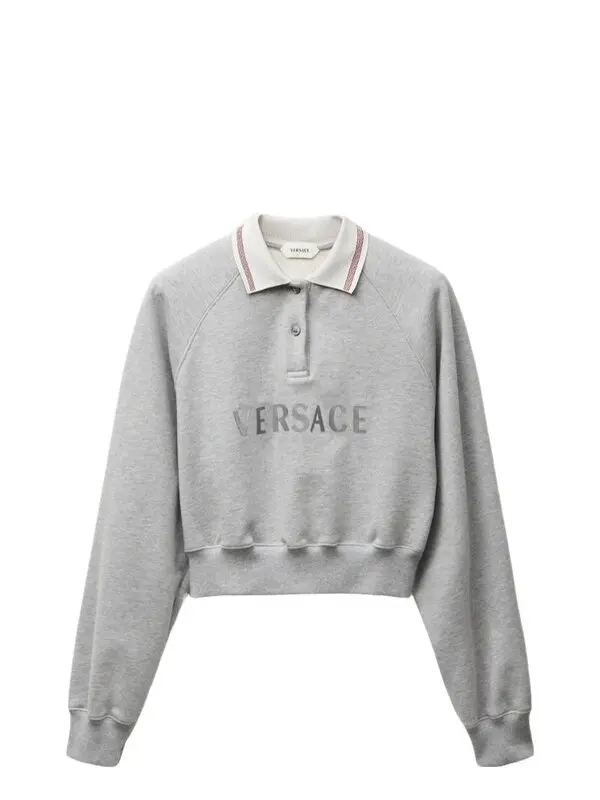 Versace Logo Embroidered Sweatshirt - Grey