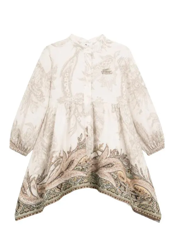 Etro Paisley Print Pegasus Embroidered High Neck Dress - Beige