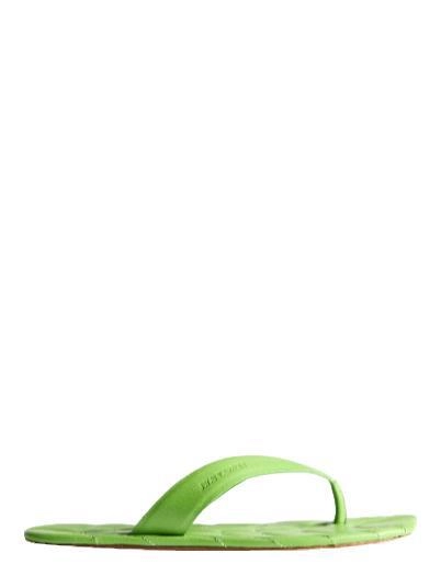 J.W.ANDERSON Leather Leaf Slides - Lime