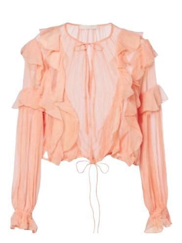 Ulla Johnson Delfina Ruffled Silk Chiffon Blouse - Orange