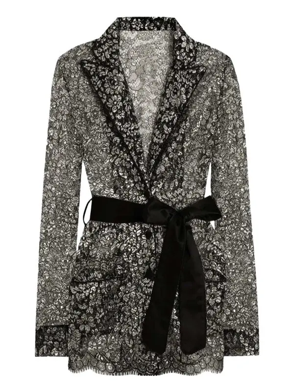 Dolce & Gabbana Lace Floral Long Sleeve Shirt - Black