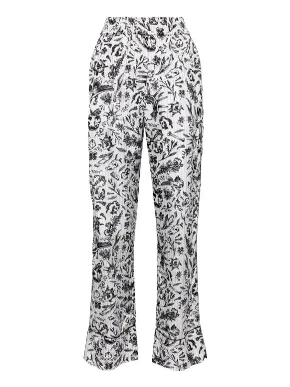 Off-White Tattoo Print Wide Leg Trousers - Gray