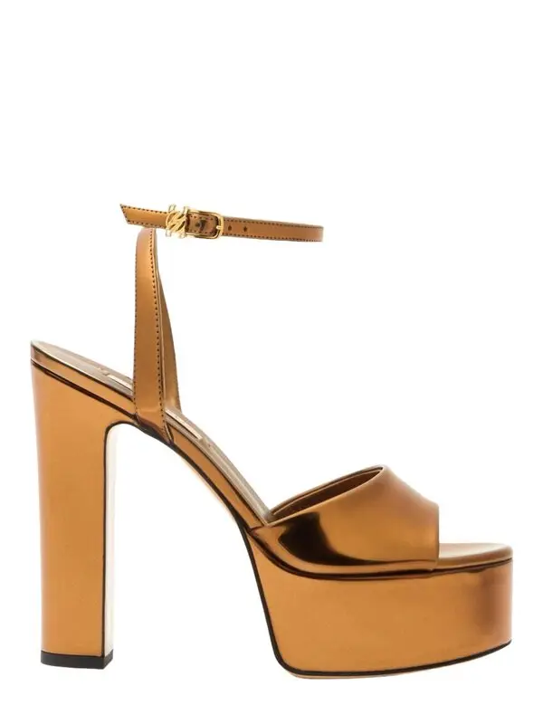 Casadei Patty Platform Heeled Sandals - Brass