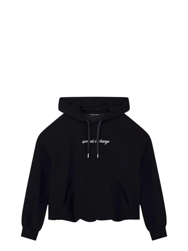 Armani Exchange Hooded Sweatshirt In Viscose Stretch Scuba - Black