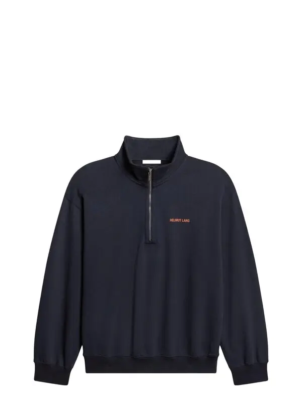 Helmut Lang Small Logo Quarter-zip Sweatshirt - Navy