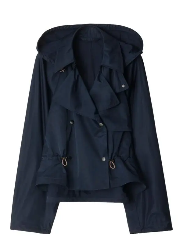 Burberry Satin Hooded Trench Jacket - Navy