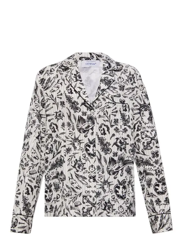 Off-White All-over Motif Striped Shirt - White