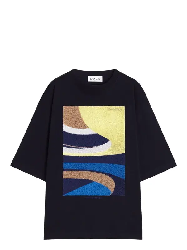 LANVIN Daunou Embroidered Loose-fit T-shirt - Black