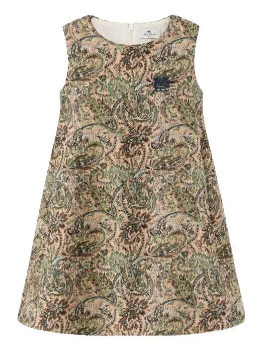 Etro Paisley Jacquard Pegasus A-line Dress - Beige