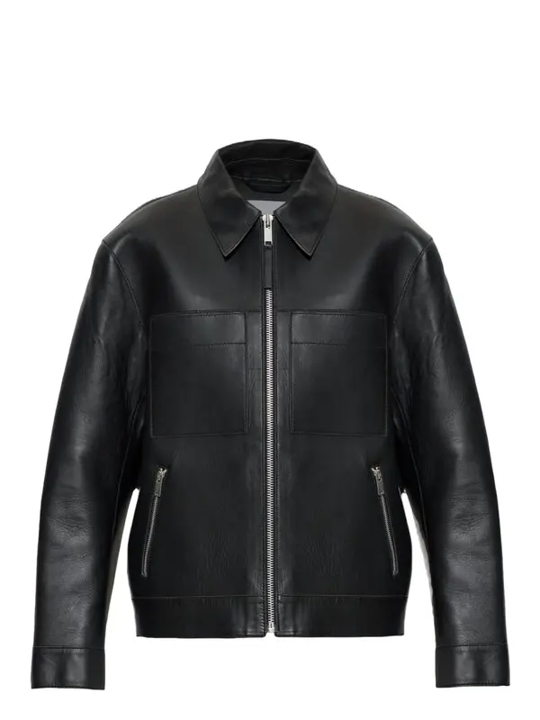 SAMSOE SAMSOE Long-sleeved Leather Jacket - Black