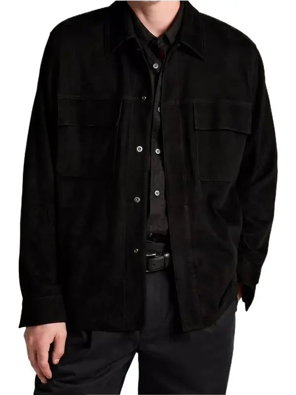 Vince Suede Shirt Jacket - Black