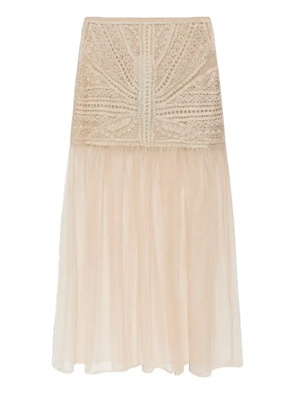 Ulla Johnson Araminta Crochet Tulle Skirt - Sandstone