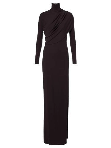 COURREGES Jersey Gown With Draped Detail And Side Slit - Brown