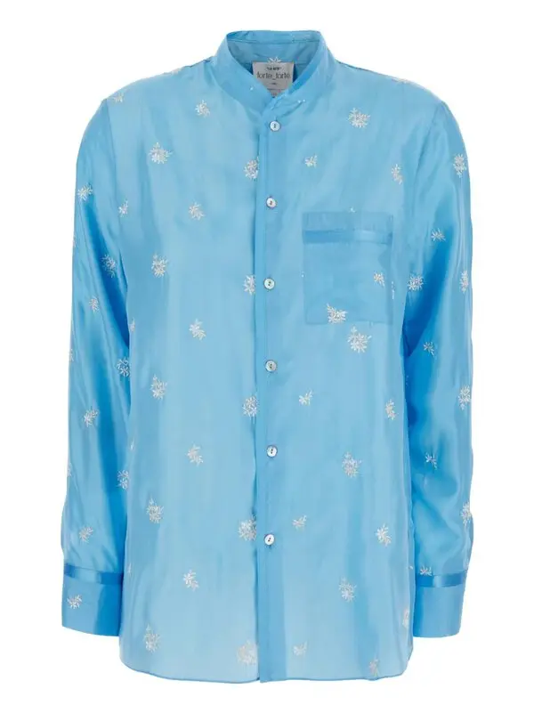 FORTE_FORTE Floral Silk Shirt - Blue