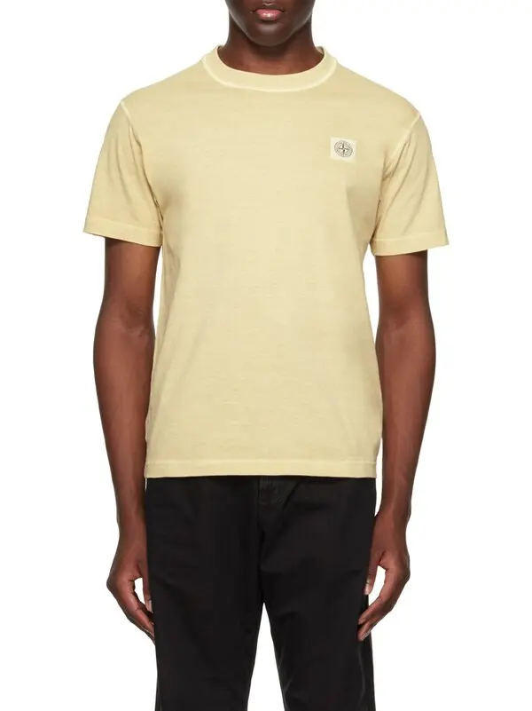 Stone Island Logo Patch Crewneck T-shirt - Flaxen