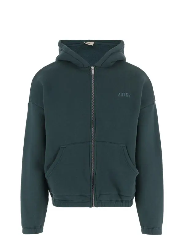 AUTRY Logo Embroidered Zip-up Hoodie - Green