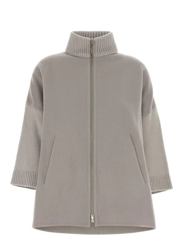 Herno Chevron Zipped Knitted Jacket - Grey