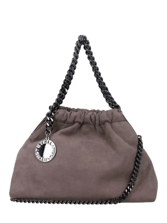 Stella McCartney Drawstring Shoulder Bag With Chain Detail - Gray