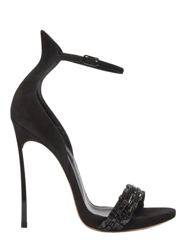 Casadei Godyva Crystal Strap Heeled Sandals - Black