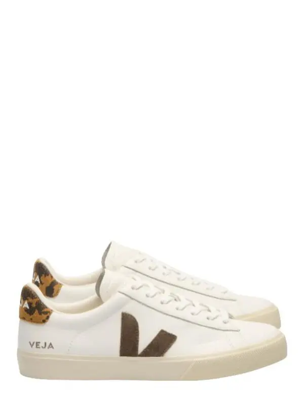 VEJA Campo Leather Sneakers With Camel And Wild Country Accents - White/brown