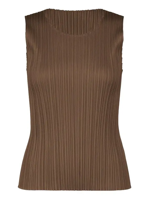 Issey Miyake Sleeveless Pleated Vest - Brown