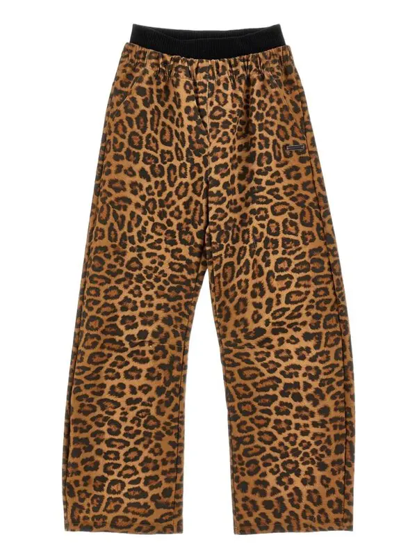 Monnalisa Leopard Print Wide-leg Trousers - Brown