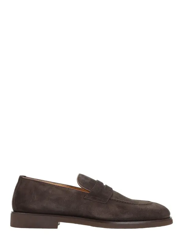 Brunello Cucinelli Suede Penny Loafers - Brown