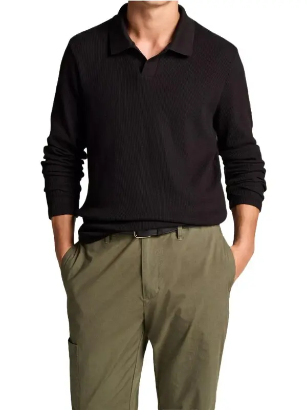 Vince Long-sleeved Polo Shirt - Black