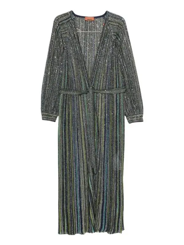 Missoni Sequin Embellished Striped Cardigan - Blue Multicolour