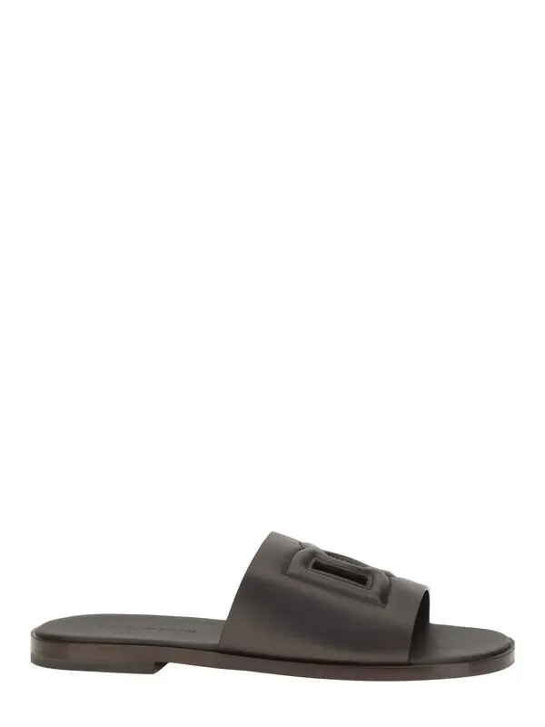 Dolce & Gabbana Embossed Logo Slides - Black