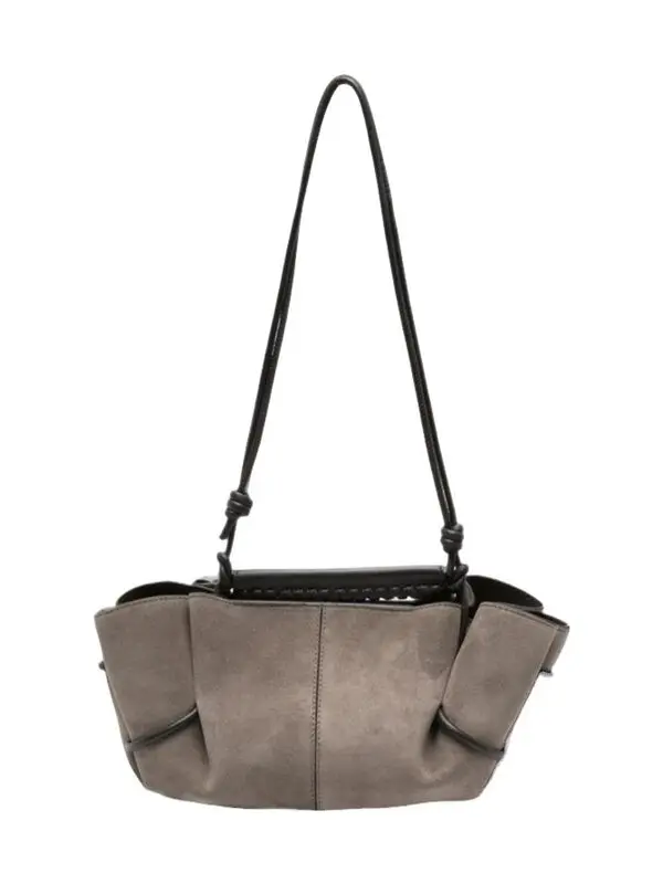 Hereu Ruched Detail Suede Handbag - Gray