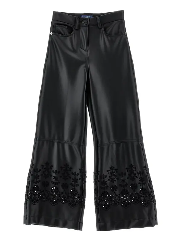 Ermanno Scervino Broderie Anglaise Wide-leg Trousers - Black
