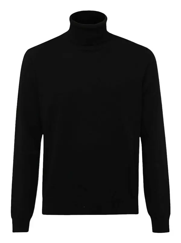 Malo Turtleneck Sweater With Ribbed Cuffs - Black