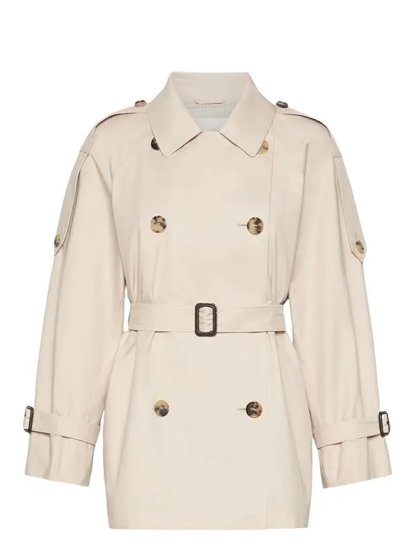 Max Mara Short Twill Trench Coat - Beige