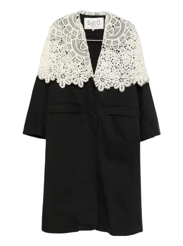Sea Alina Lace-collar Coat - Black
