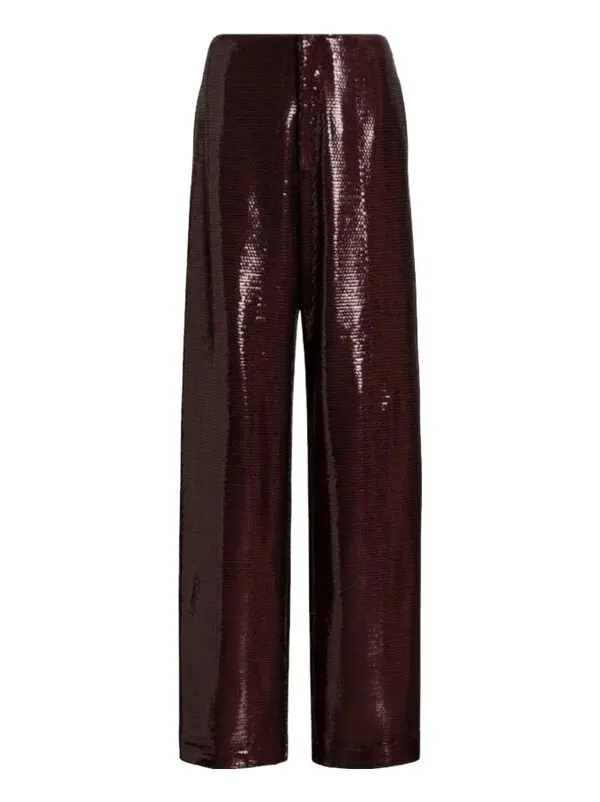 Alberta Ferretti Sparkling Night Wide-leg Sequined Trousers - Brown
