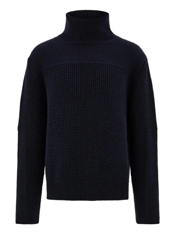 FERRAGAMO High Neck Knitted Sweater - Navy Blue