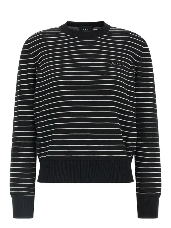 A.p.c. Sima Striped Crewneck Sweater - White/black