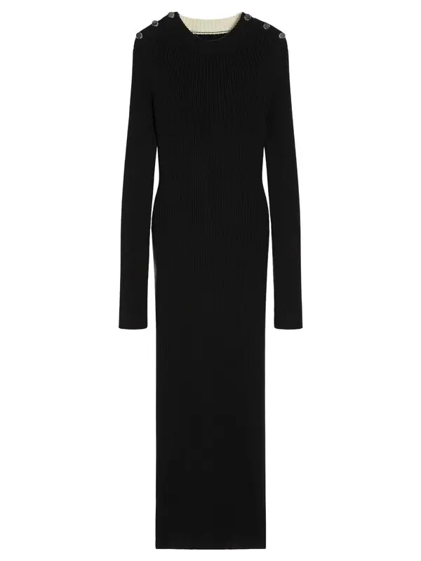 Sportmax Garibo Ribbed Wool Maxi Dress - Black